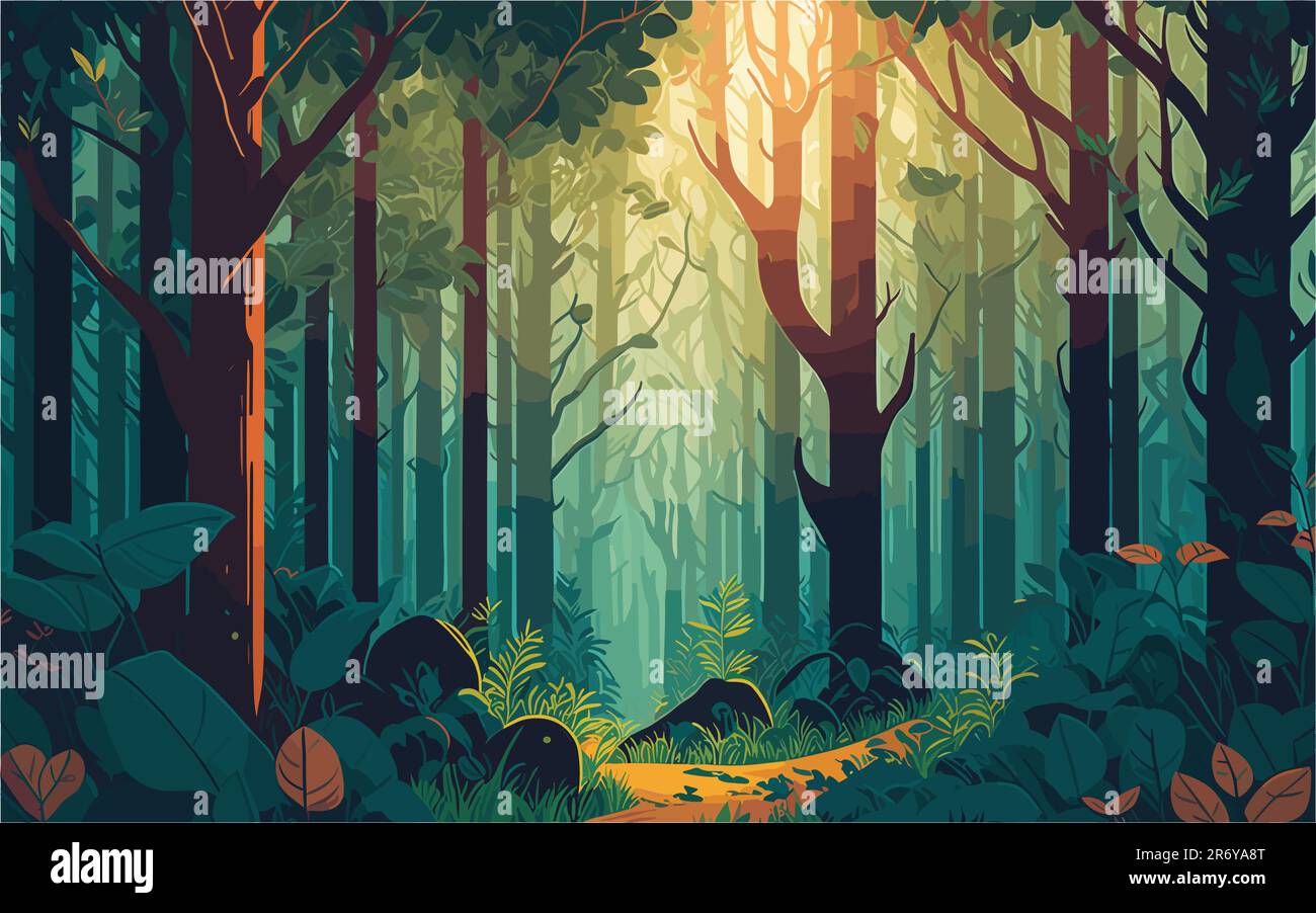 Path through a yellow wood Stock Vector Images - Alamy