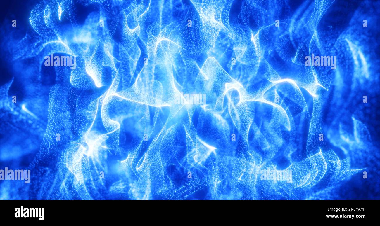 Abstract blue energy waves futuristic hi-tech glowing particles ...