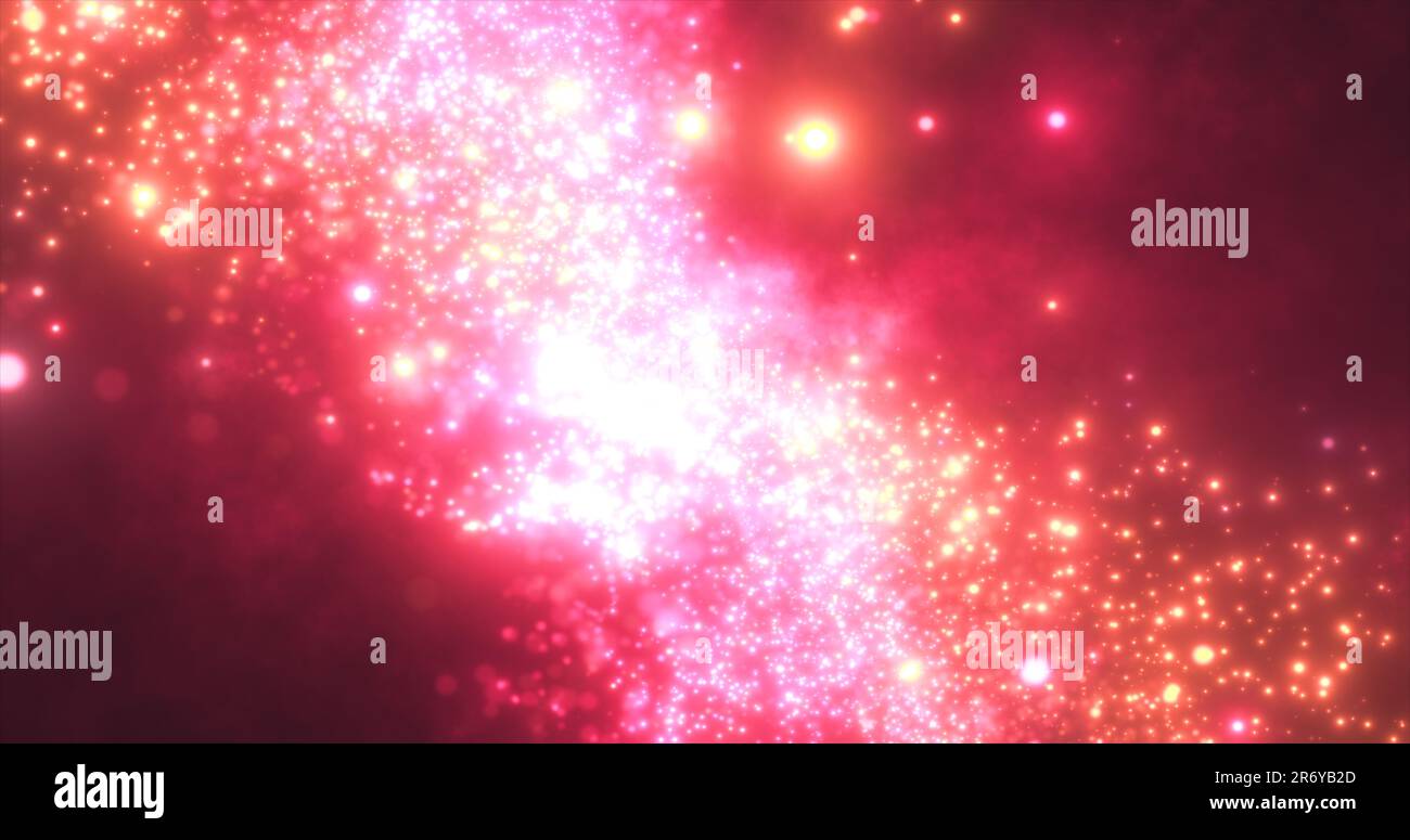 Abstract red energy magic round particles round with bokeh effect ...