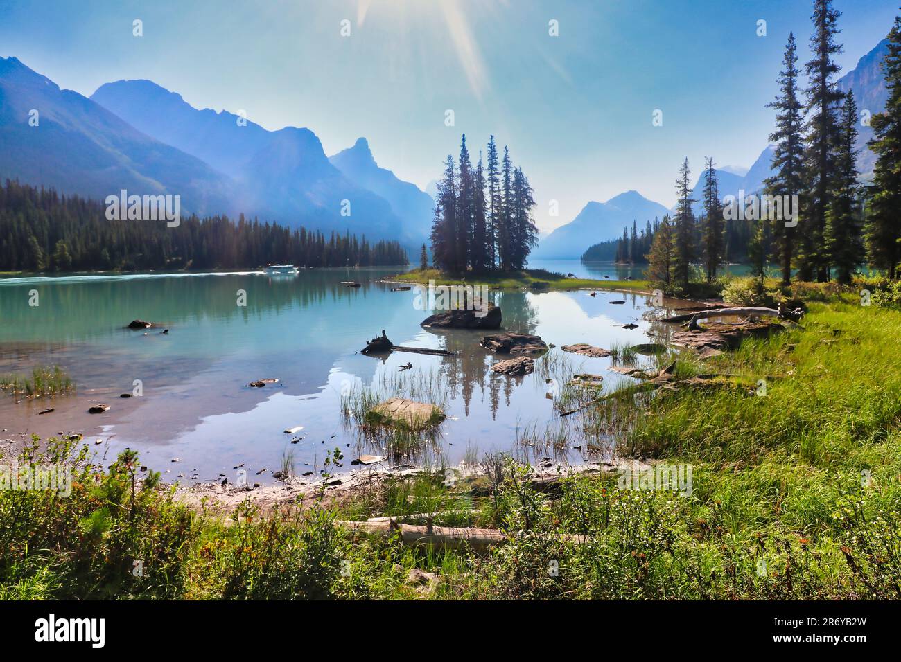 World famous and Iconic Spirit Island, a holy place for the Stoney ...