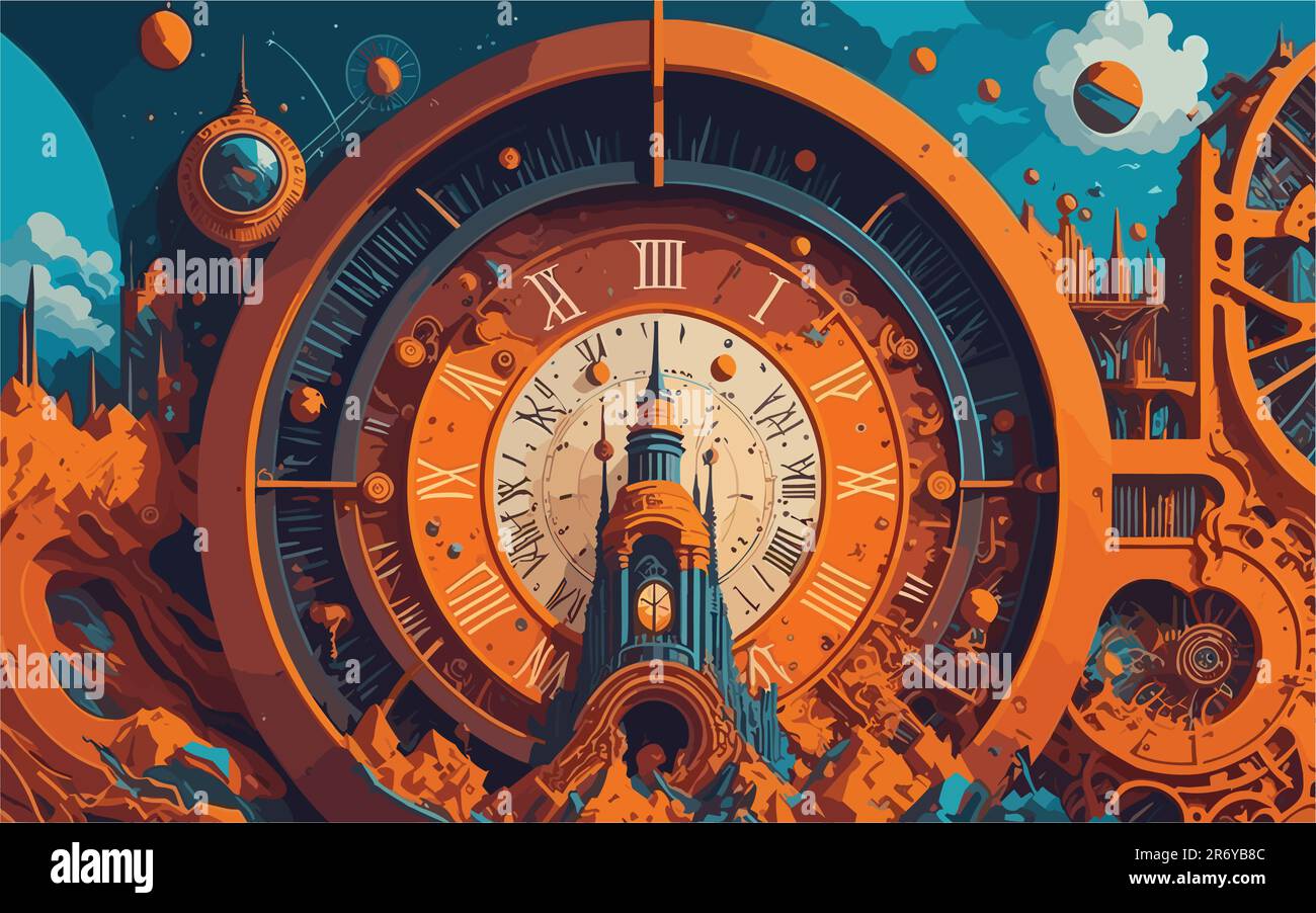 vector-style background image that represents the concept of time ...