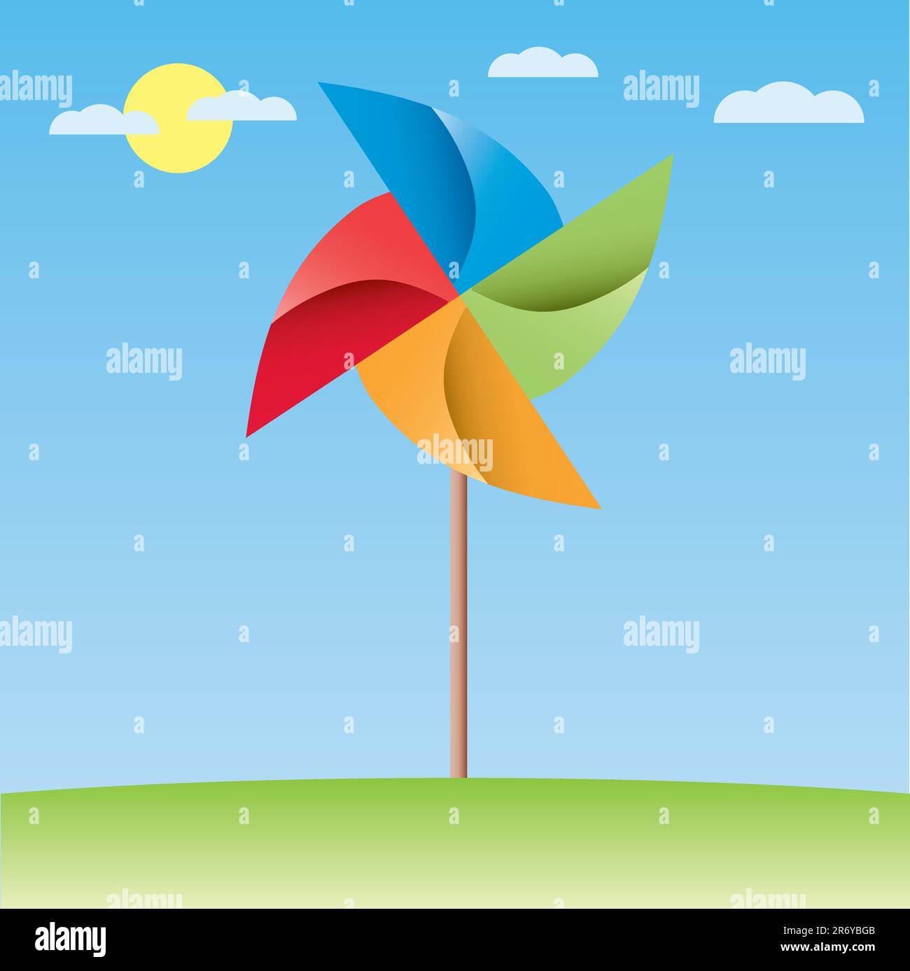 colorful windmill vector origami illustration Stock Vector Image & Art ...