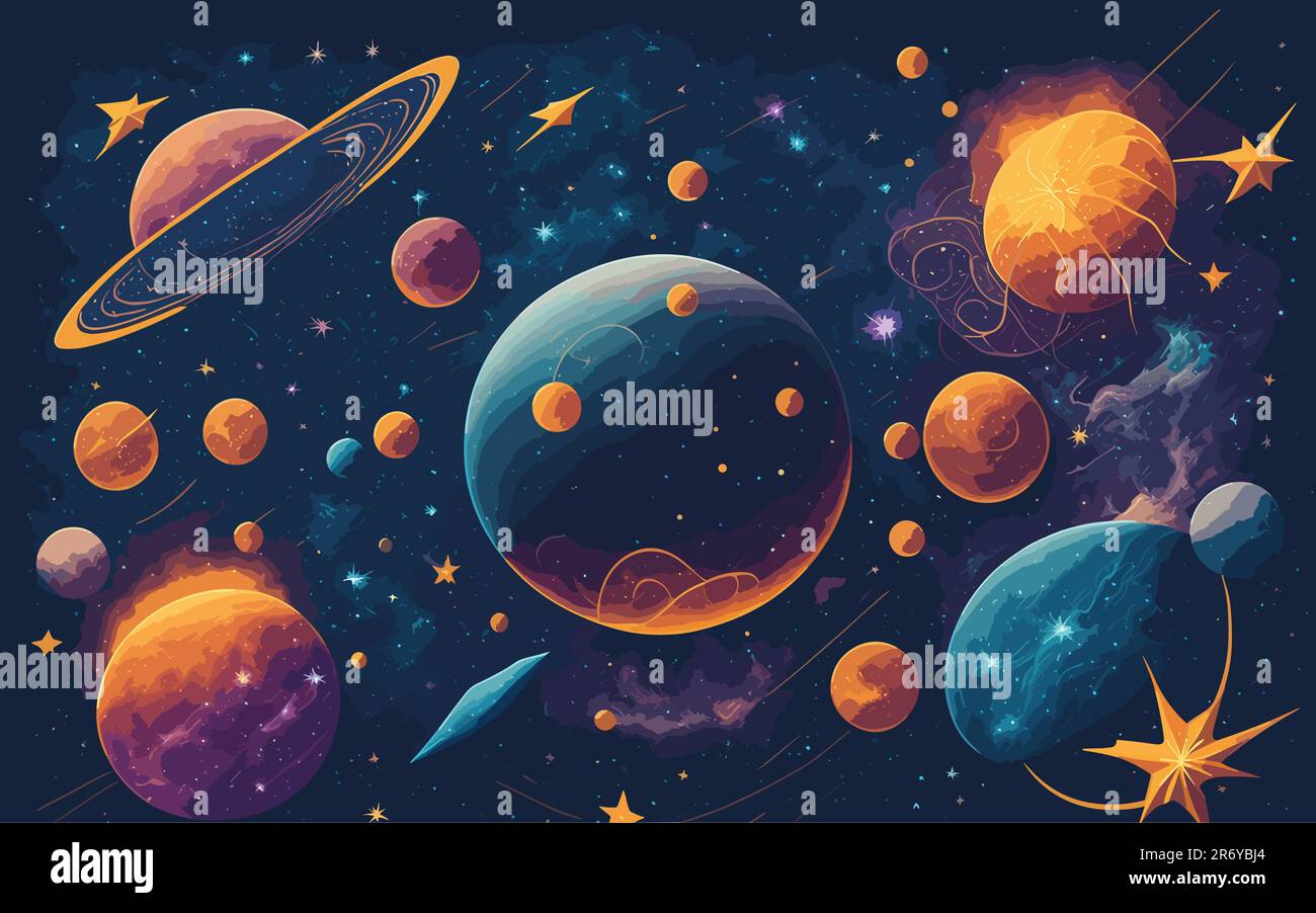 a vector style background image inspired by the cosmos, incorporating ...