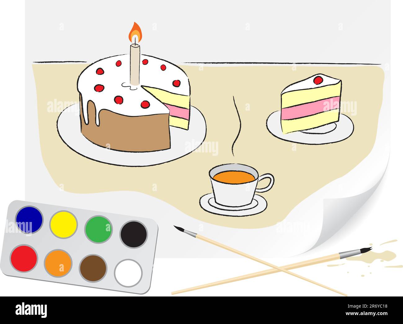 Kid, piece of birthday cake Stock Vector Images - Alamy