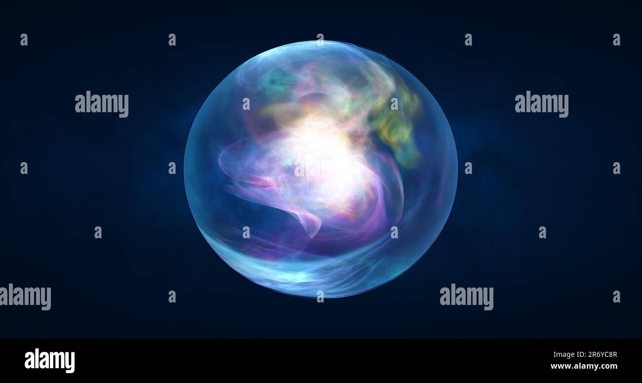 Abstract ball sphere planet iridescent energy transparent glass energy ...