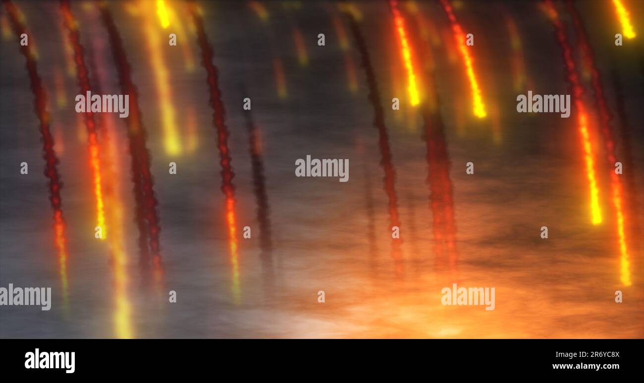 Abstract bright meteors burning falling from the sky, meteorites ...