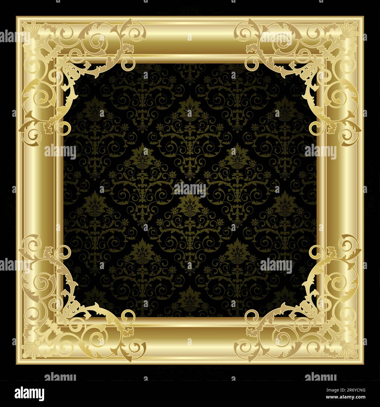 Gold frame on the black background Stock Vector Image & Art - Alamy