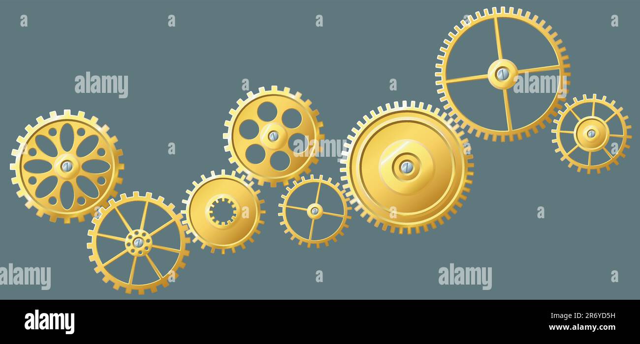 Gold gears chain Stock Vector Image & Art - Alamy