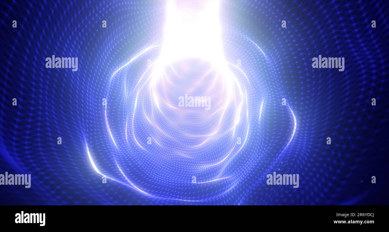 Abstract blue energy tunnel futuristic of hi-tech mesh and glowing ...