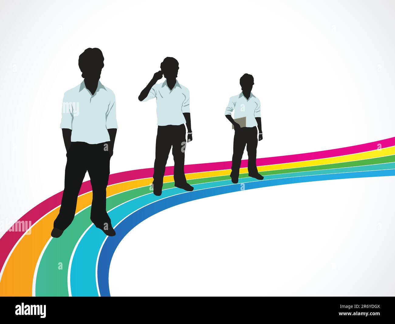 abstract colorful rainbow background with men vector illustration Stock ...