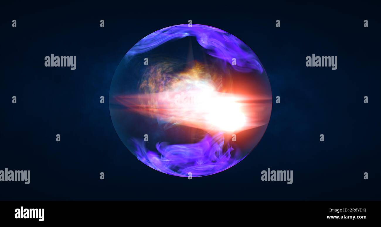 Abstract ball sphere planet iridescent energy transparent glass magic ...