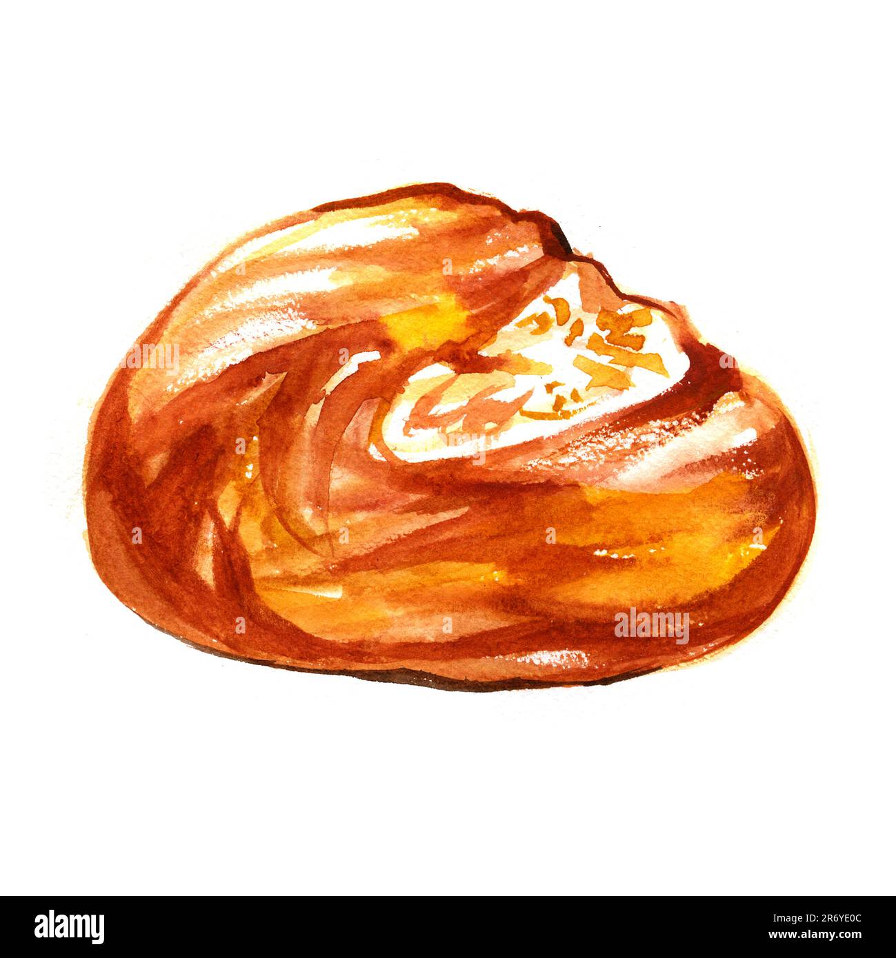 Hand drawn watercolor bread bun on white background. Scrapbook design ...
