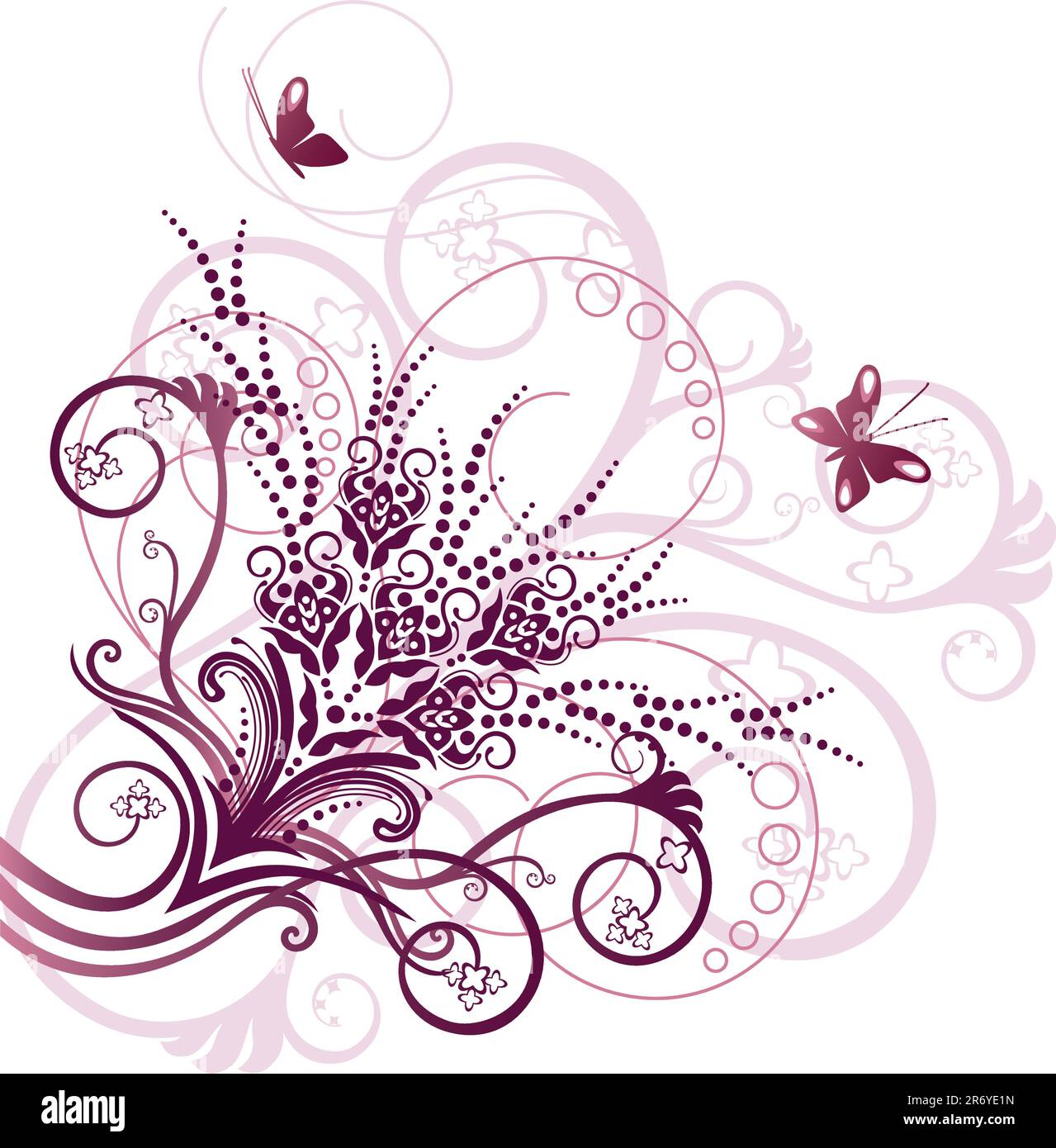 Pink floral corner design element vector illustration Stock Vector ...