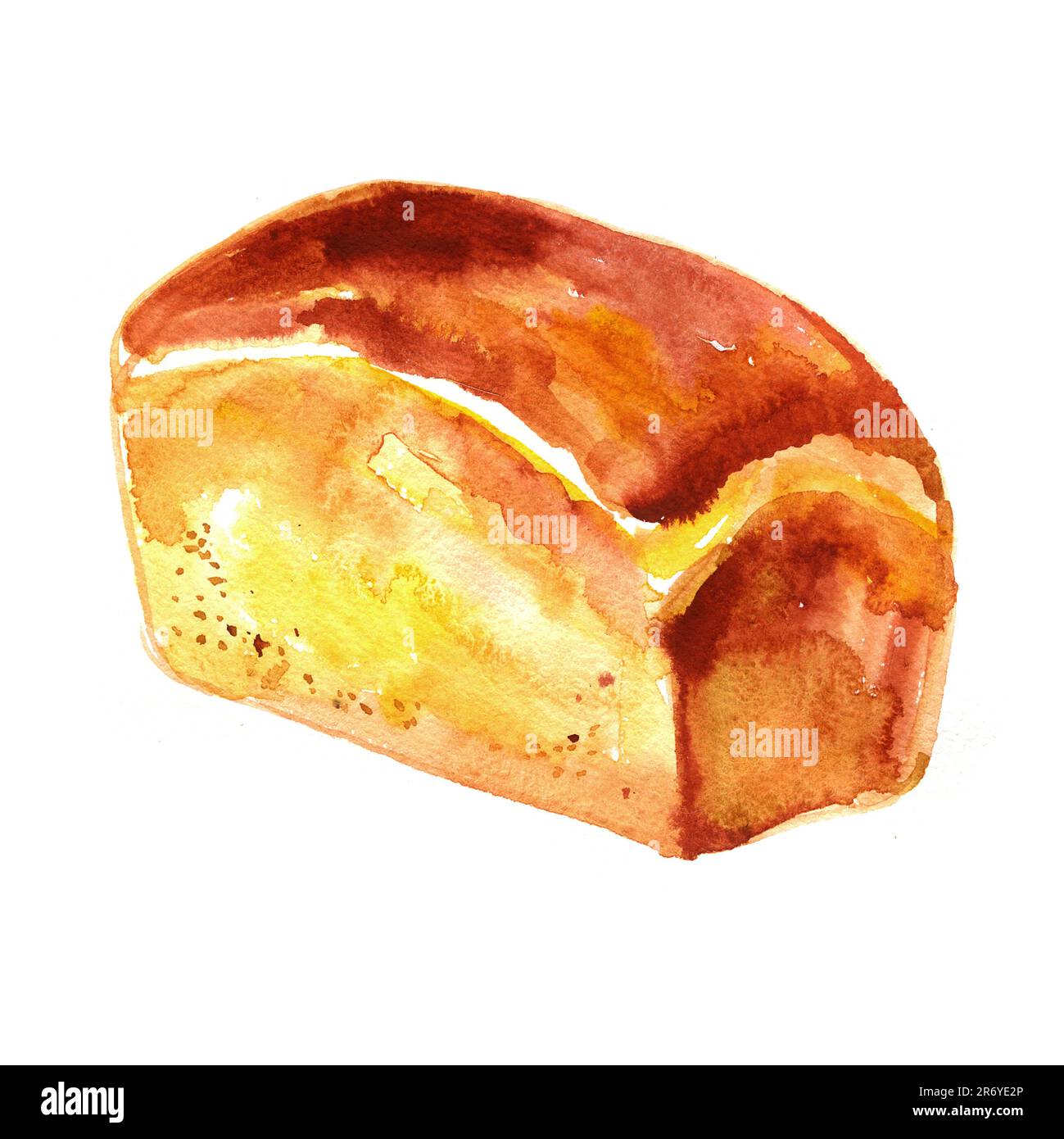 Watercolor hand drawn sketch bread. Painted isolated illustration on ...