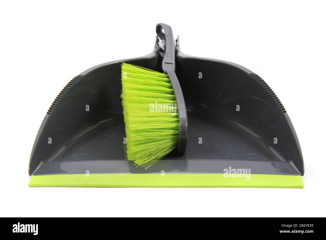 Cleaning set of dust pan and brush isolated on the white background ...