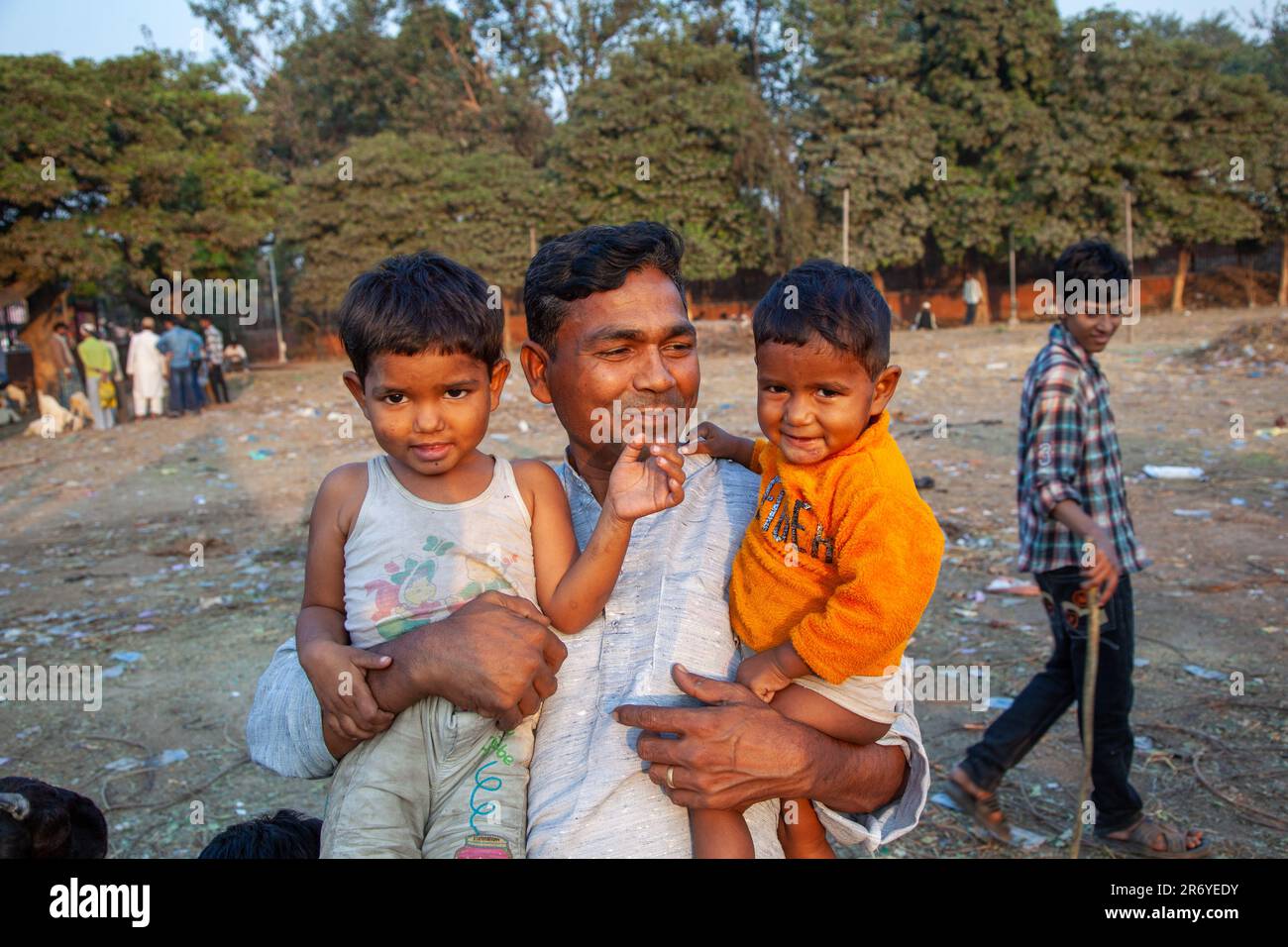 New Delhi, India - November 10, 2011: proud father poses with his ...