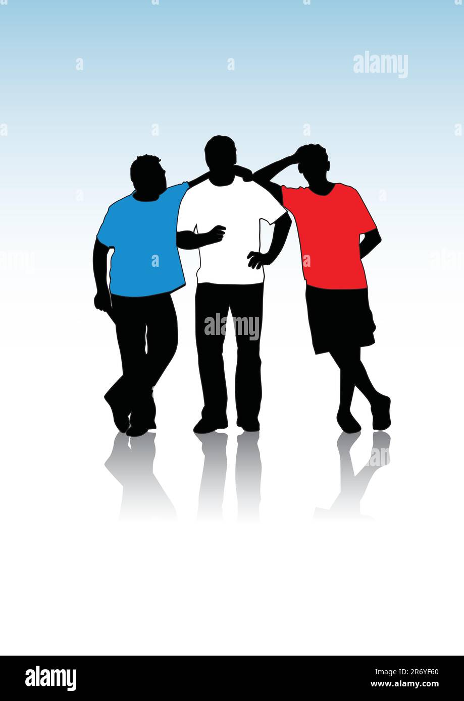 Group of young guys, silhouettes Stock Vector Image & Art - Alamy