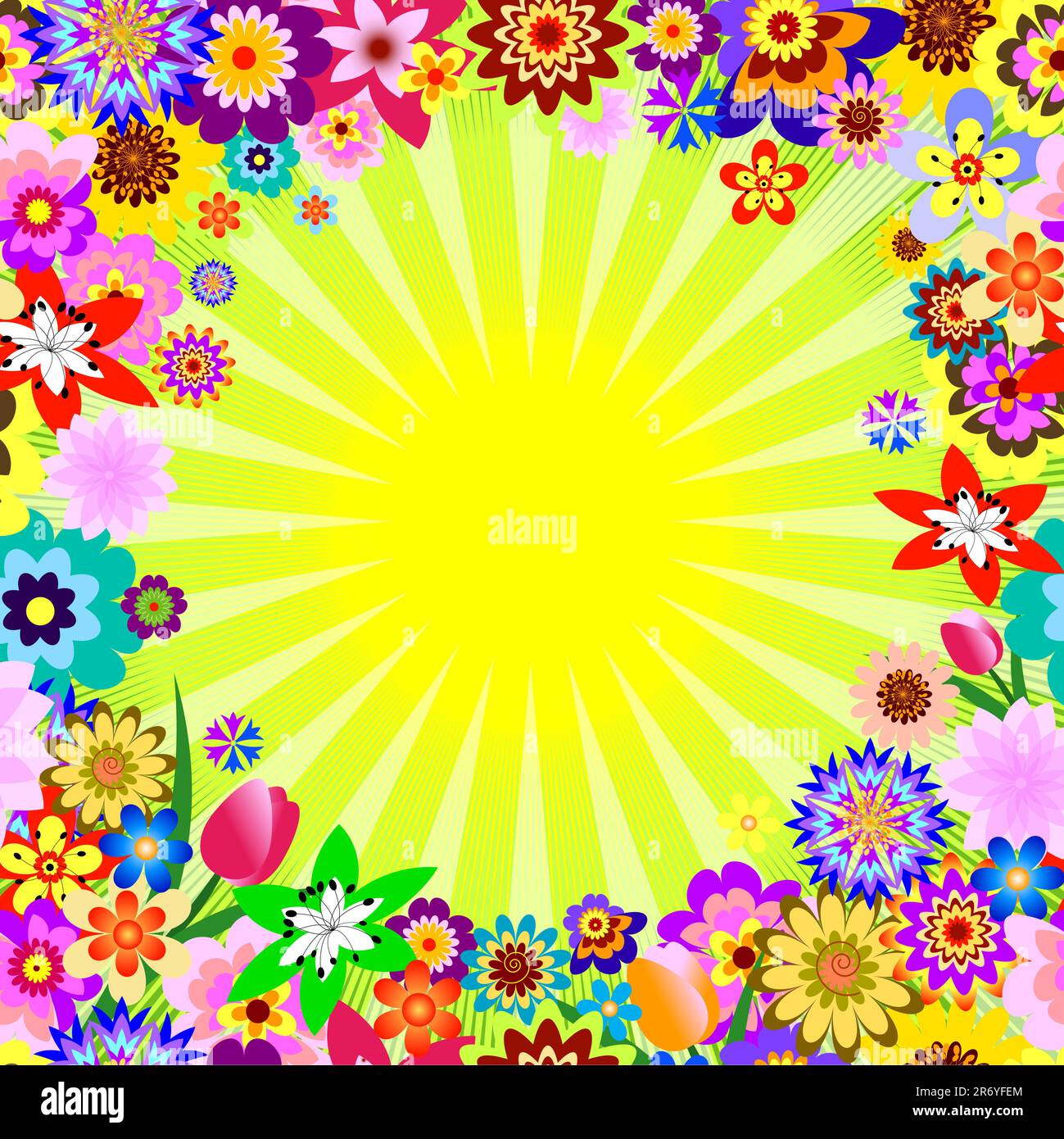 Abstract floral background with rays (vector Stock Vector Image & Art ...