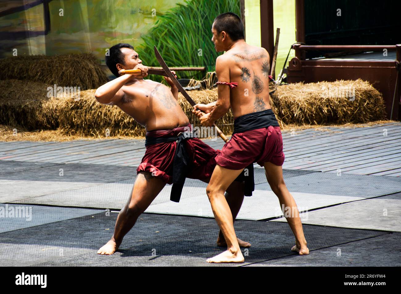 Actress women and actor men acting present traditional thai war history ...