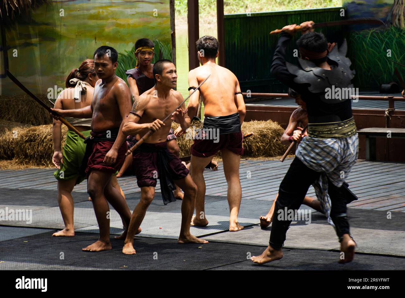 Actress women and actor men acting present traditional thai war history ...