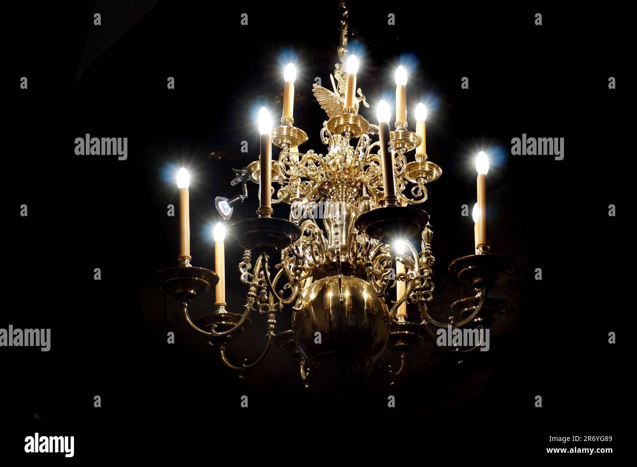 old candle lustre in the dark night Stock Photo - Alamy