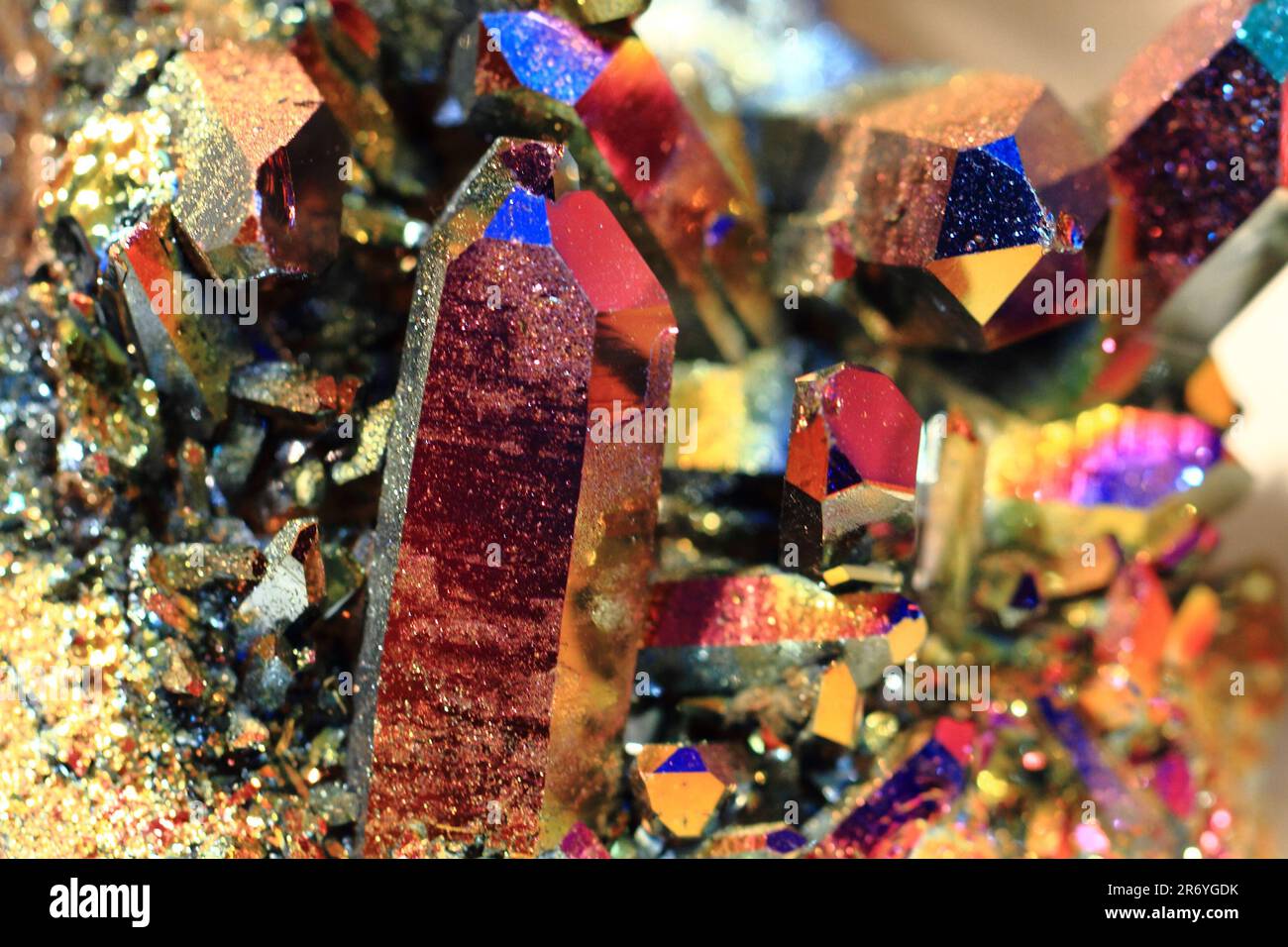 crystal with metal rainbow surface as nice background Stock Photo - Alamy