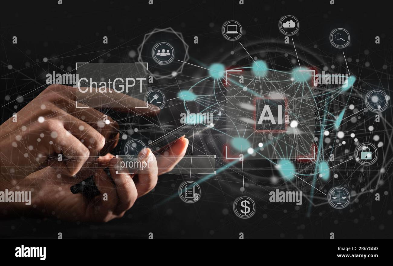 Man using tools AI. technology smart robot science and artificial ...