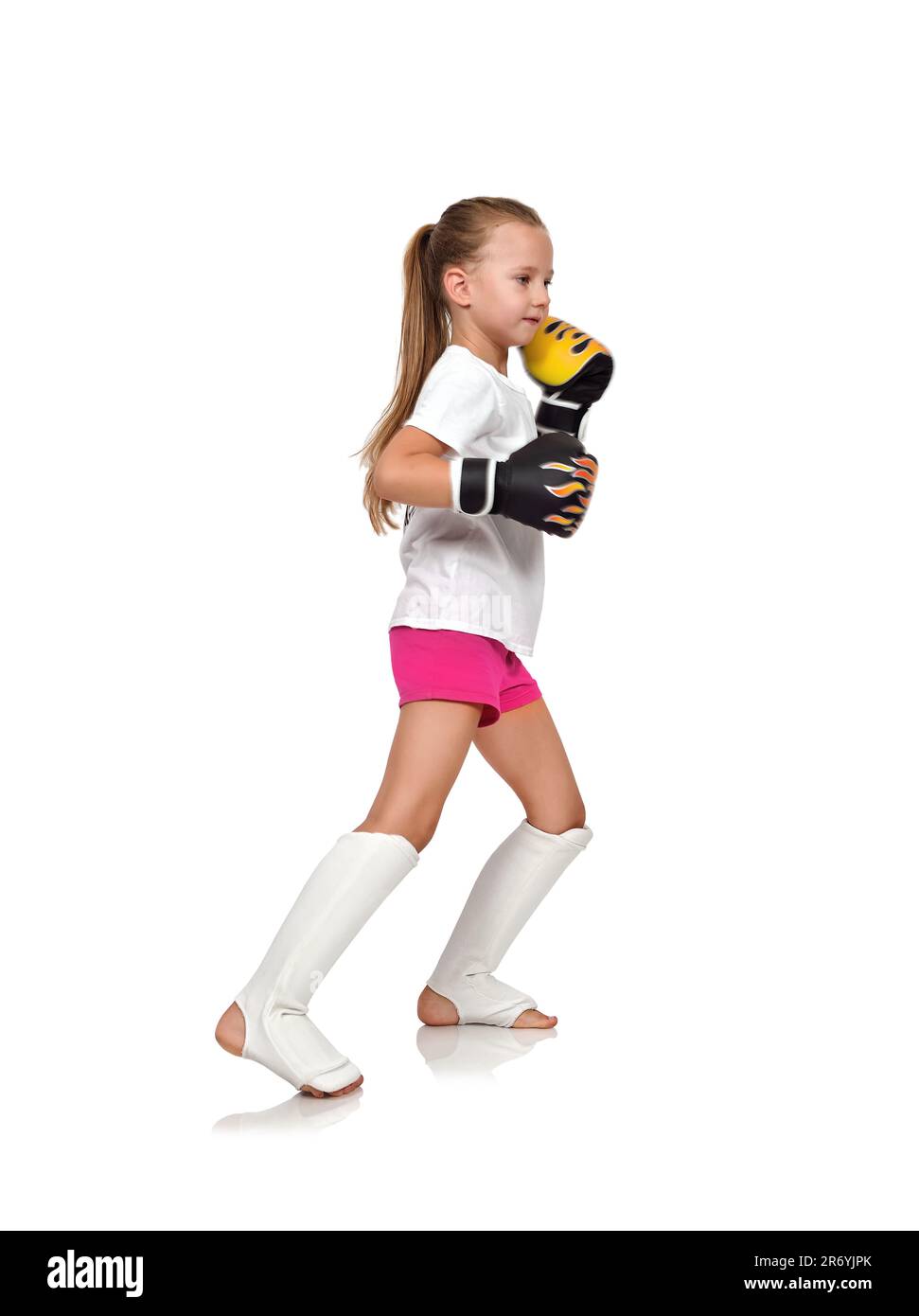 little girl kid fighting with thai boxing gloves Stock Photo - Alamy