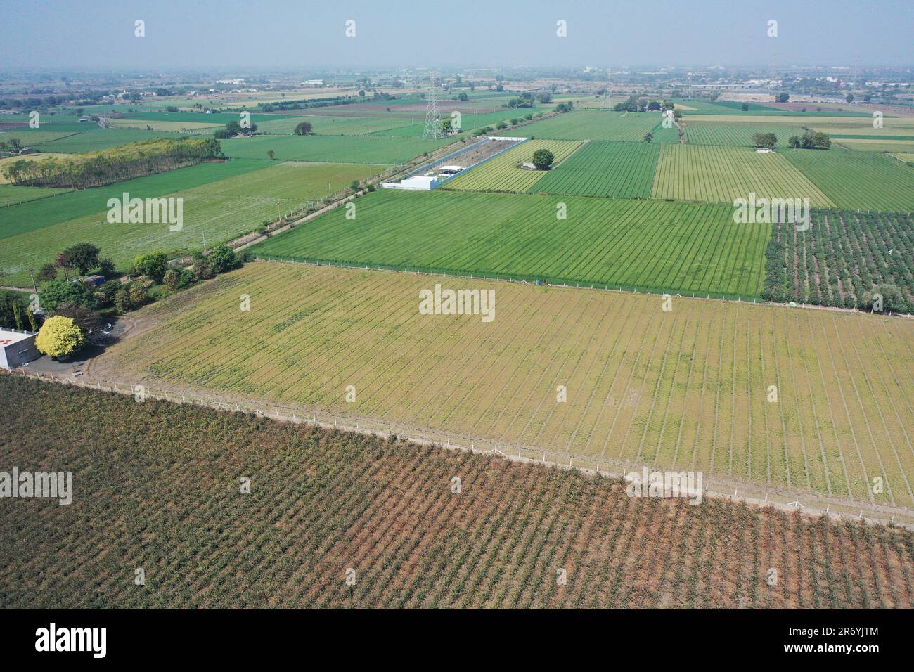 An aerial view of rural landscape with agricultural fields Stock Photo ...