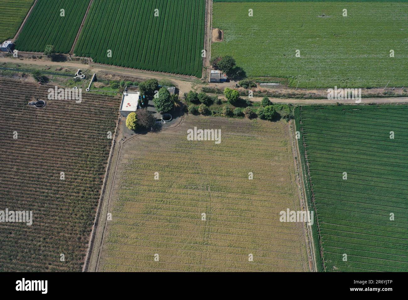 An aerial view of rural landscape with agricultural fields Stock Photo ...
