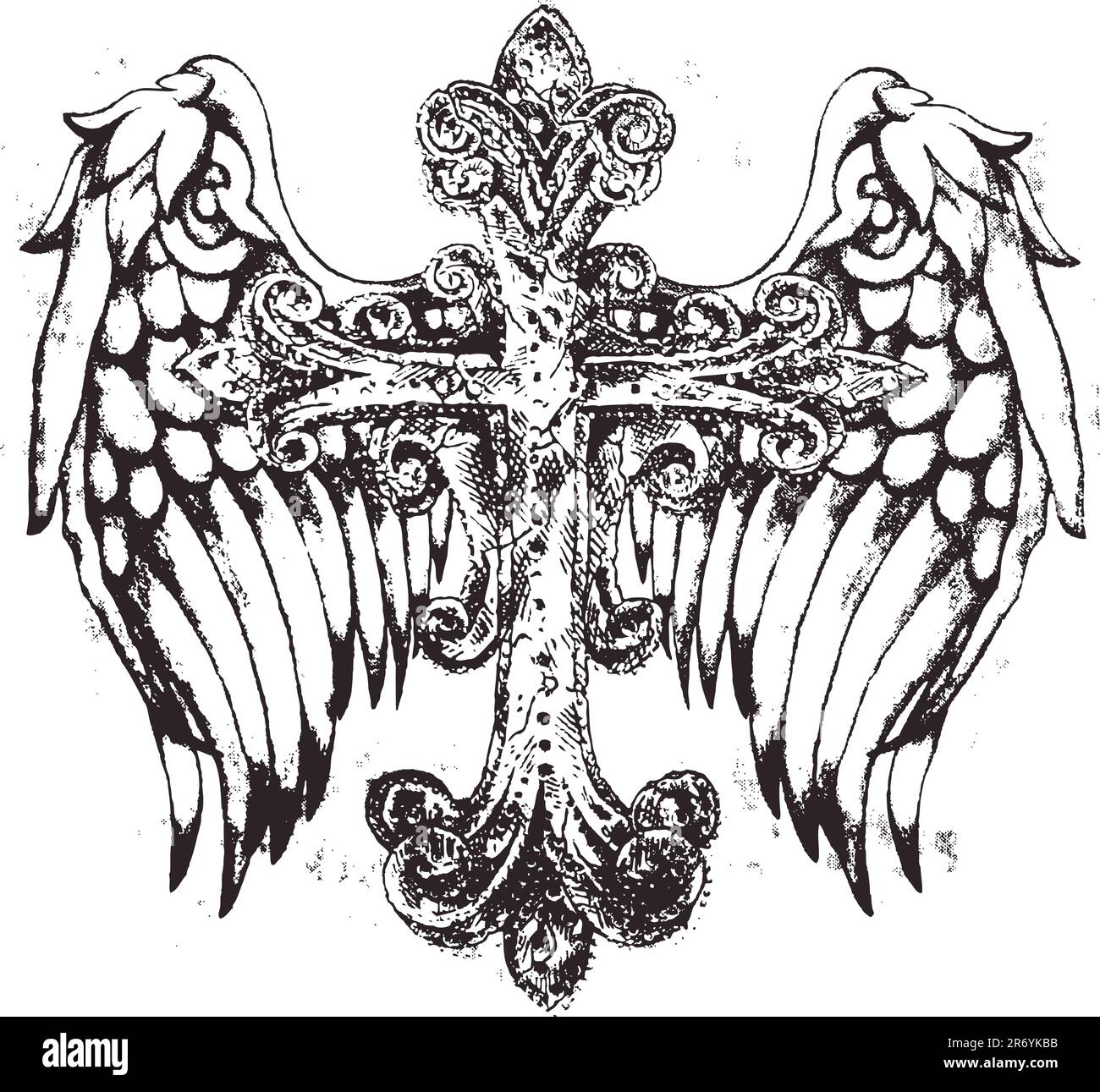 royal cross symbol with wing Stock Vector Image & Art - Alamy