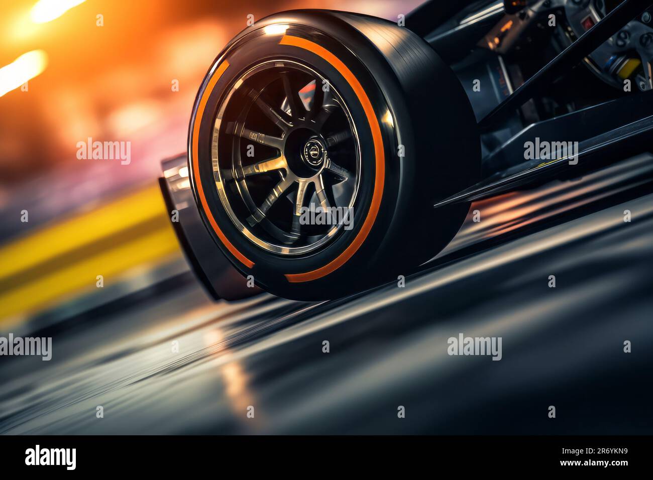 A race car wheel speeding around a track Stock Photo - Alamy