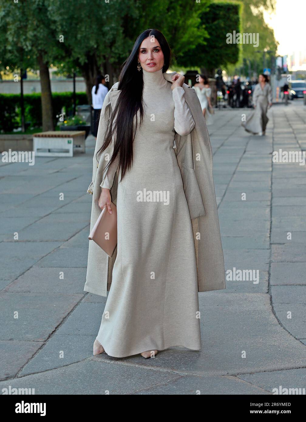 Demi Moore arrives at Max Mara's fashion show at Stockholm City Hall ...