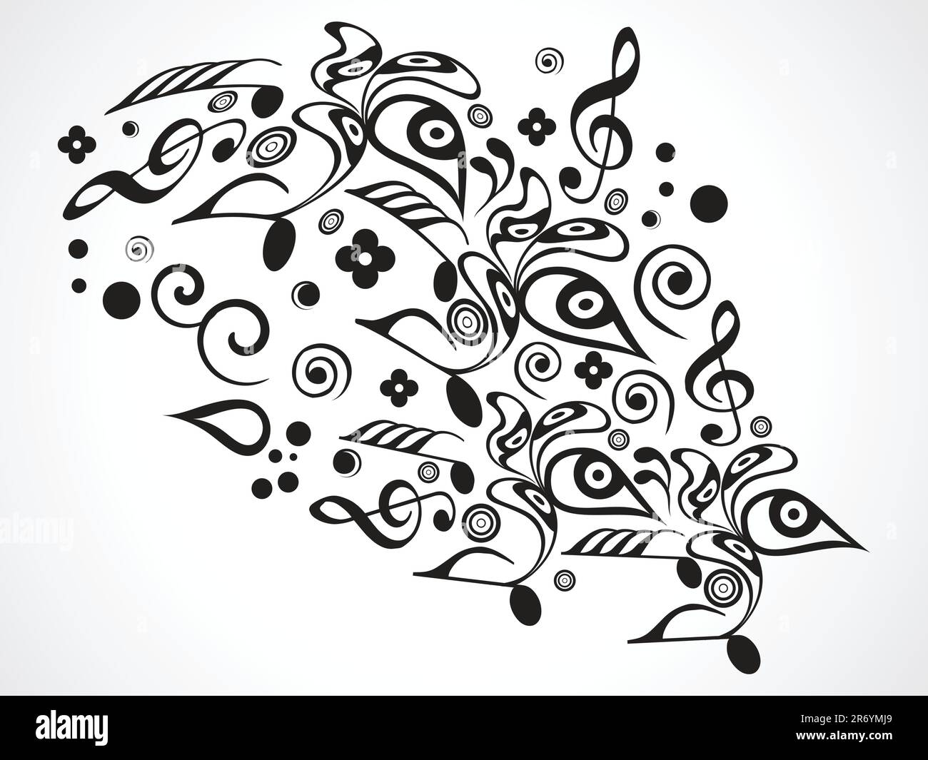 abstract musical floral objects vector illustration Stock Vector Image ...