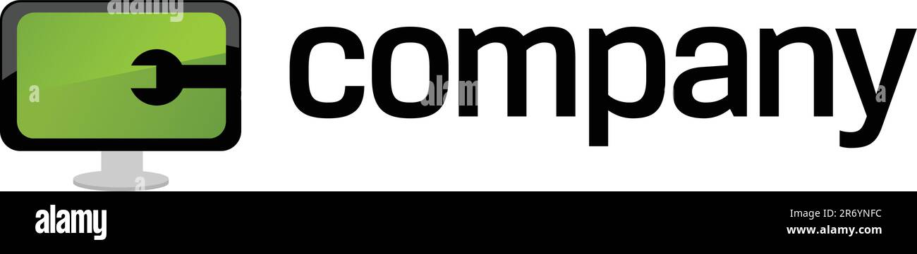 Computer hardware repair service logo - repair key on display symbol ...