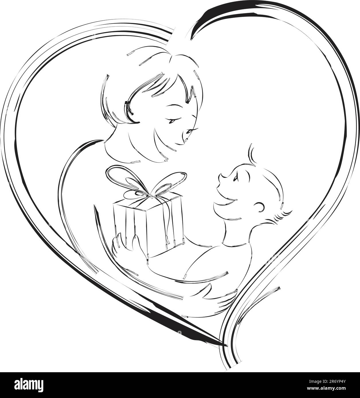 Vector illustration of a child giving present to his mom Stock Vector ...