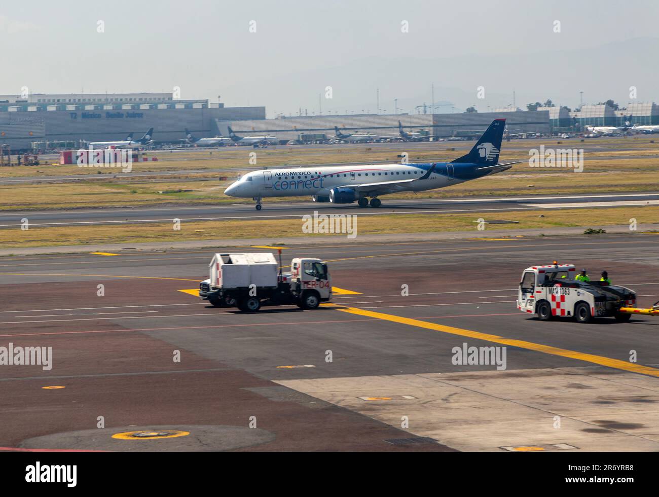 Take-off AeroMexico Connect Embraer E190LR plane, Terminal 1, Benito Juarez International ...