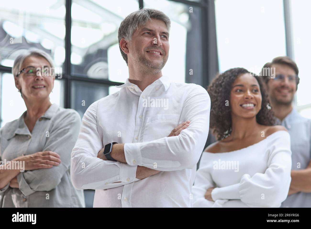 Conversation between managers and employees in the office Stock Photo ...