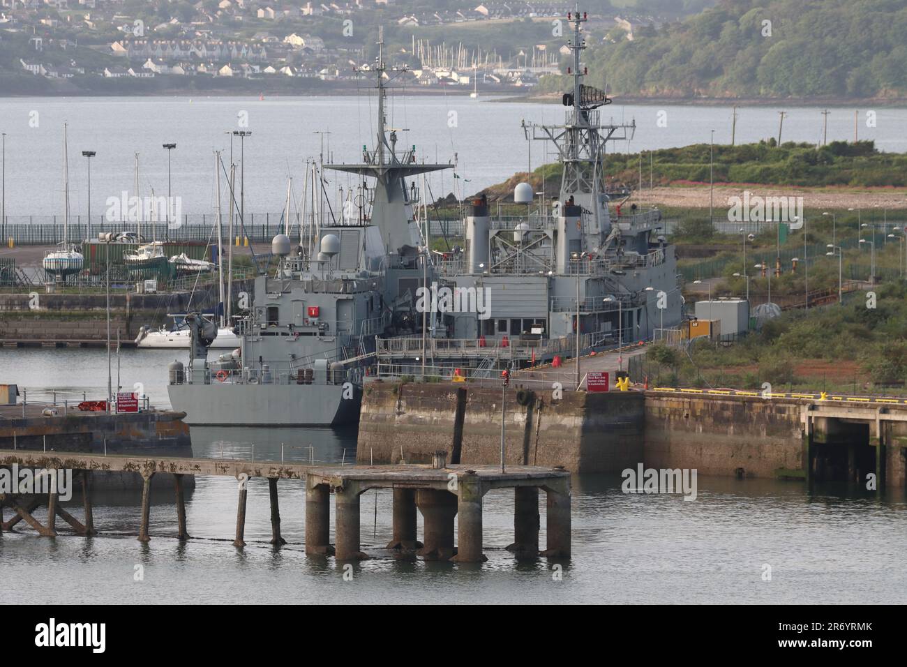 Offshore patrol vessels at the Irish Naval Service base, Haulbowline ...