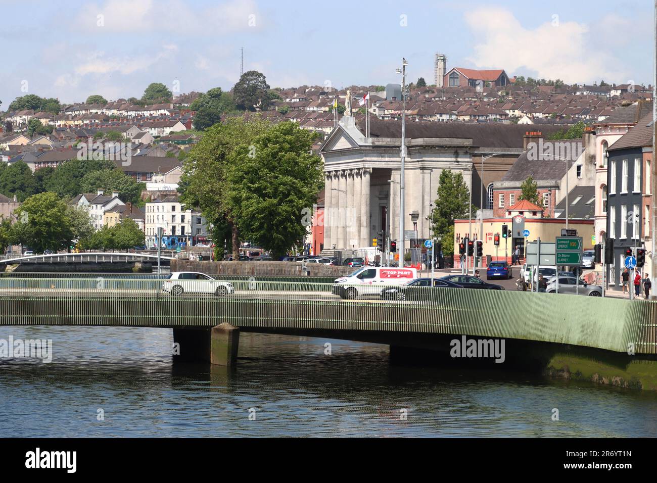 View of River Lee, Christy Ring Bridge and nearby buildings, Cork City ...