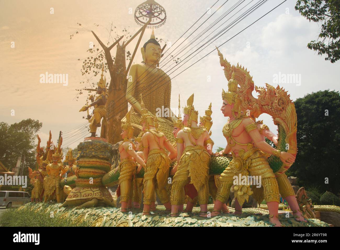 The large Buddha Receiving Offerings from an Elephant and a Monkey ...