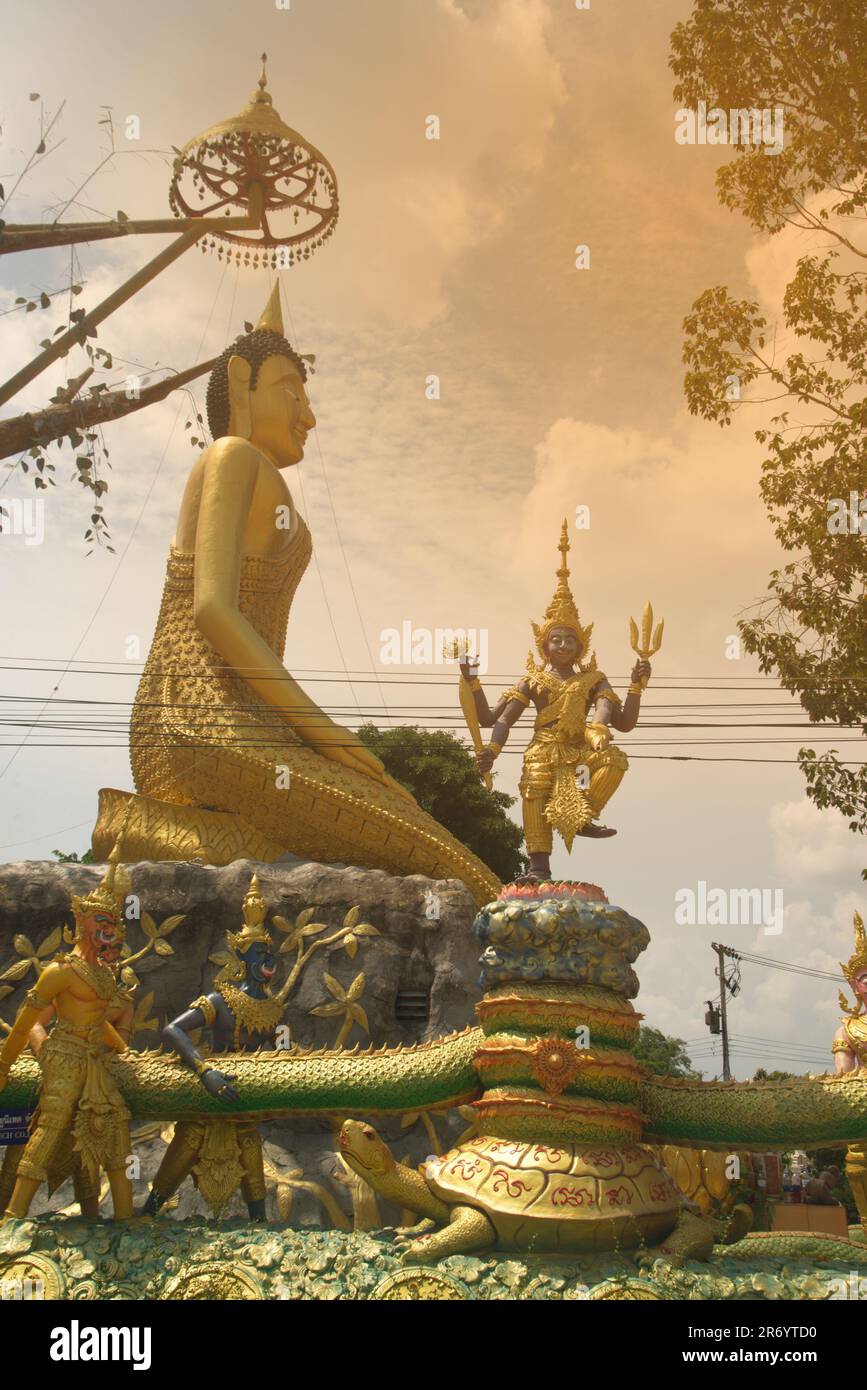 The large Buddha Receiving Offerings from an Elephant and a Monkey ...