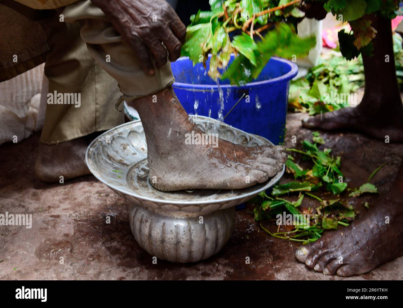 Washing the feet ceremony at he Church of Saint George in Lalibela ...