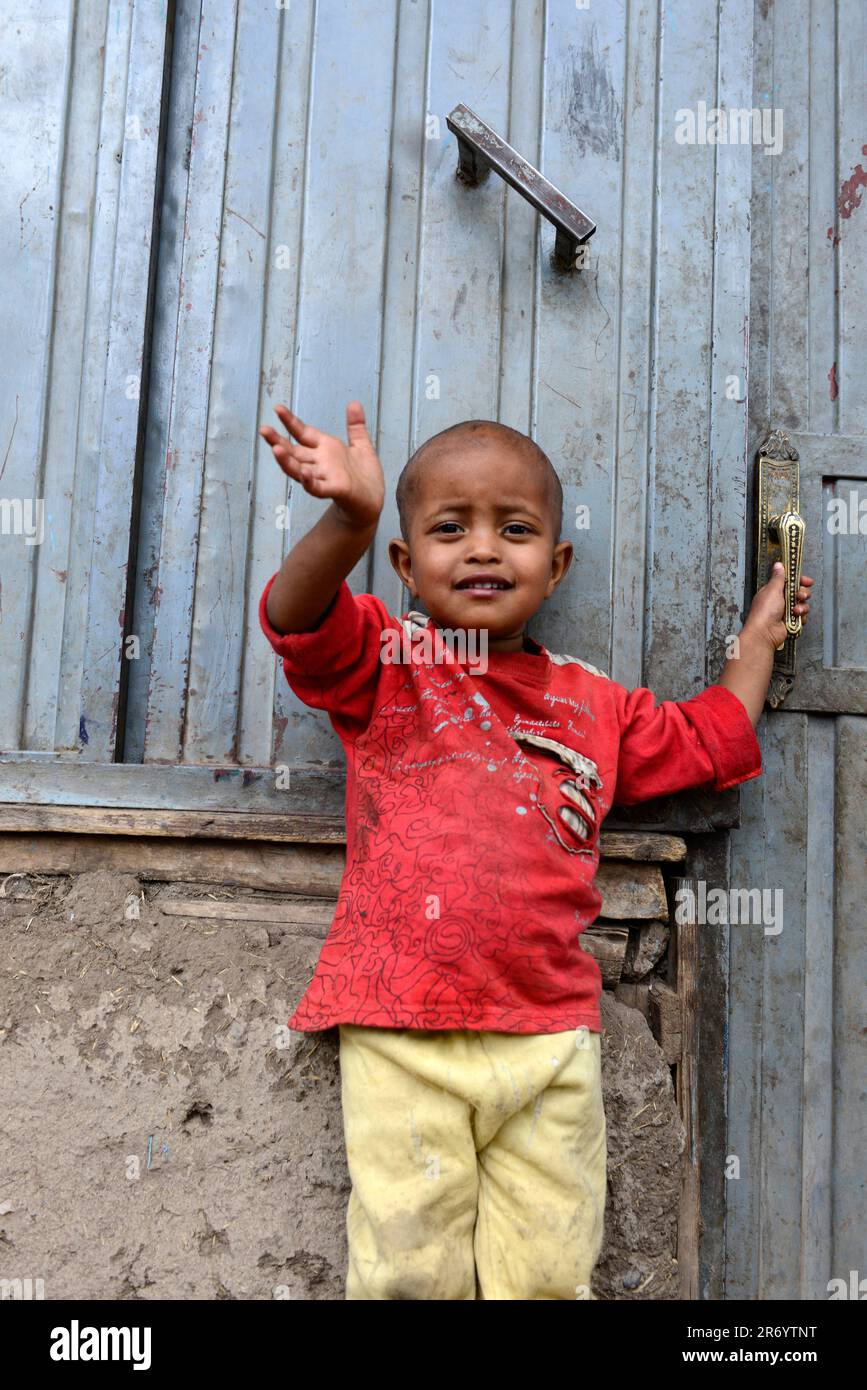 Portrait of a smiling Ethiopian boy taken in Lalibela, Ethiopia Stock ...