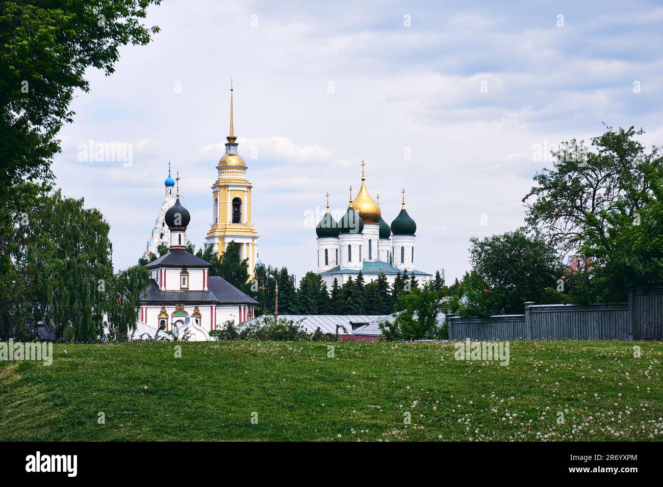 Landscape with a view of the historical buildings of Russia. Orthodox ...