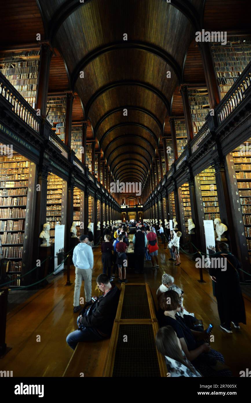 The Long Room at the Trinity College Library in Dublin, Ireland Stock ...