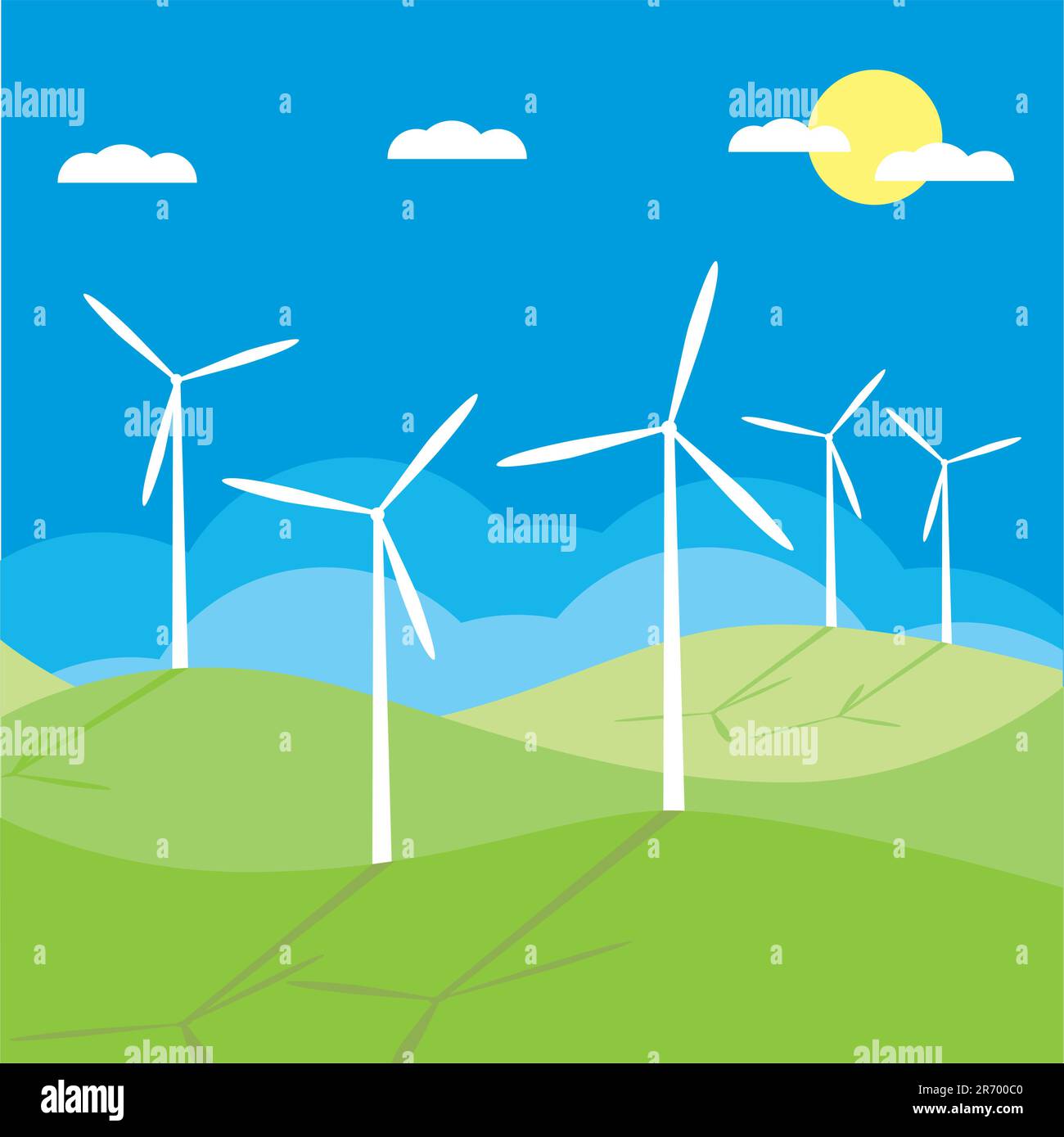 ecology concept: wind-driven generators vector illustration Stock ...