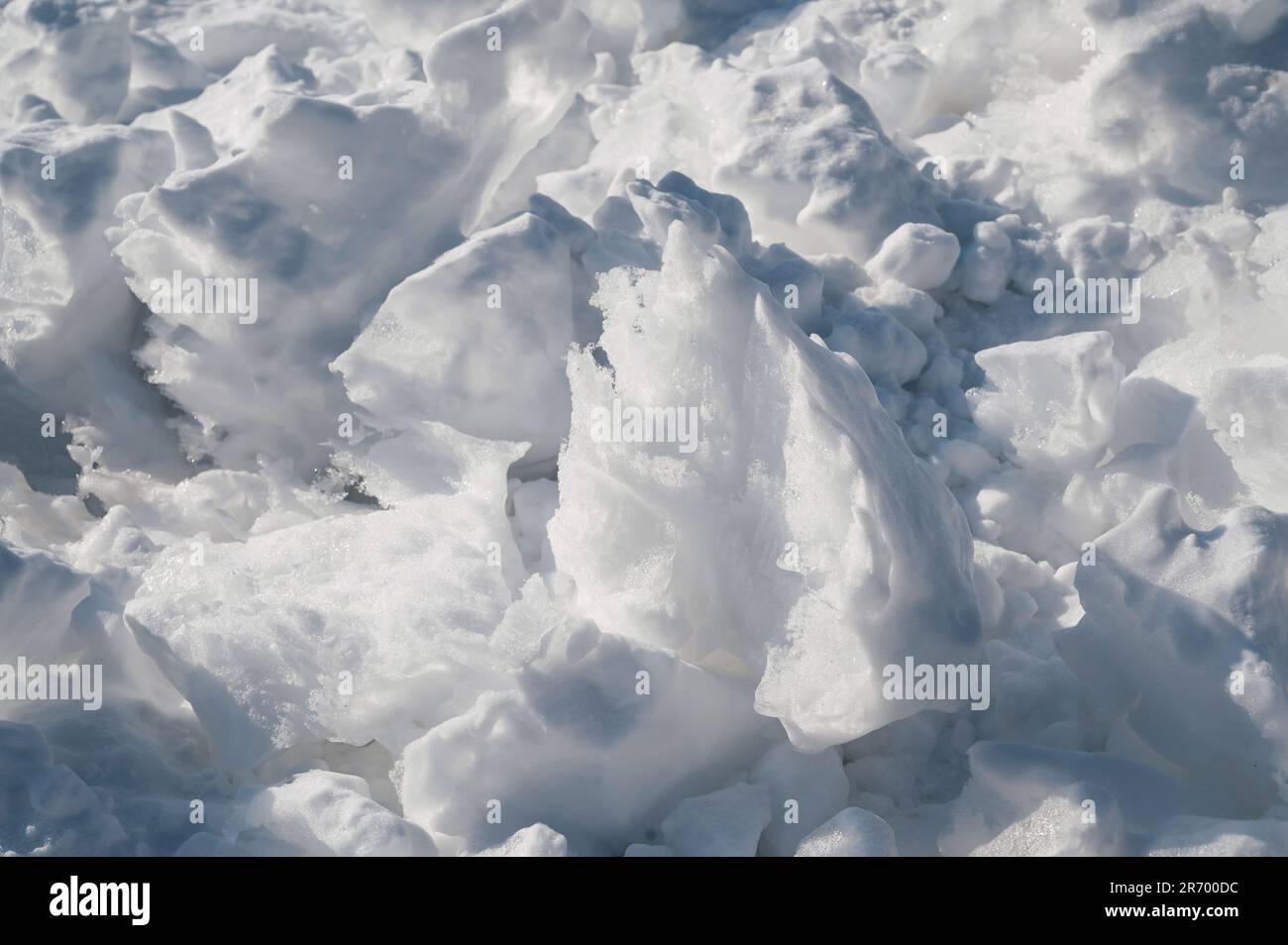 texture of pure white snow in a snowdrift in winter close-up Stock ...