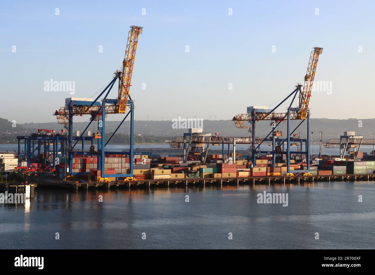 Early morning view of container depot at the Port of Belfast, Northern ...