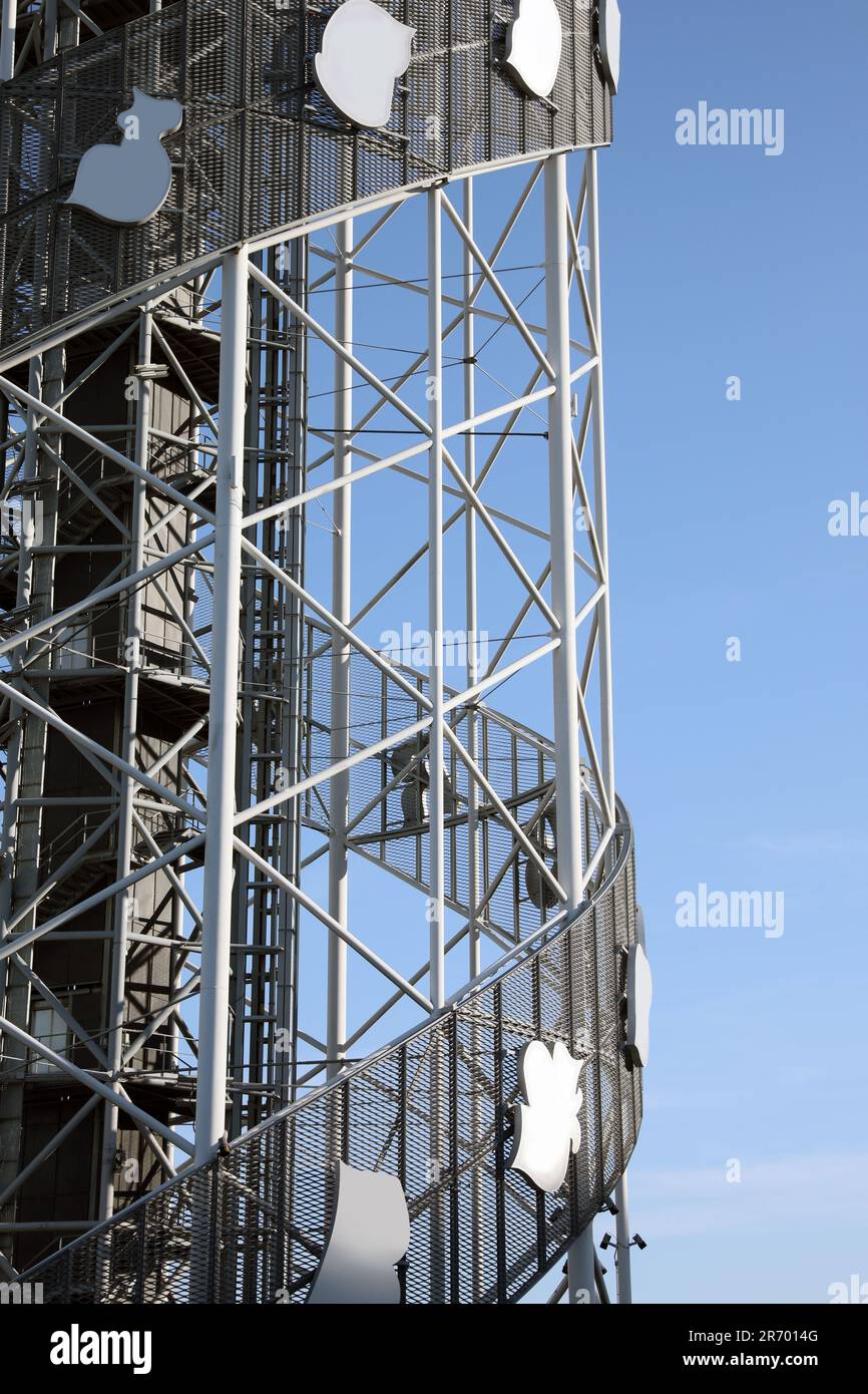 Structure of modern tower against blue sky Stock Photo - Alamy